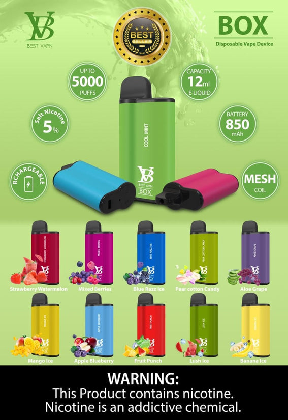 Best Vapin Box 5000 Puffs 5 Pk Disposable Vape - $8.95